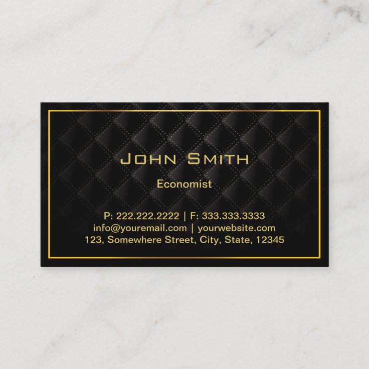 Dark Luxury Gold Border Economist Business Card | Zazzle
