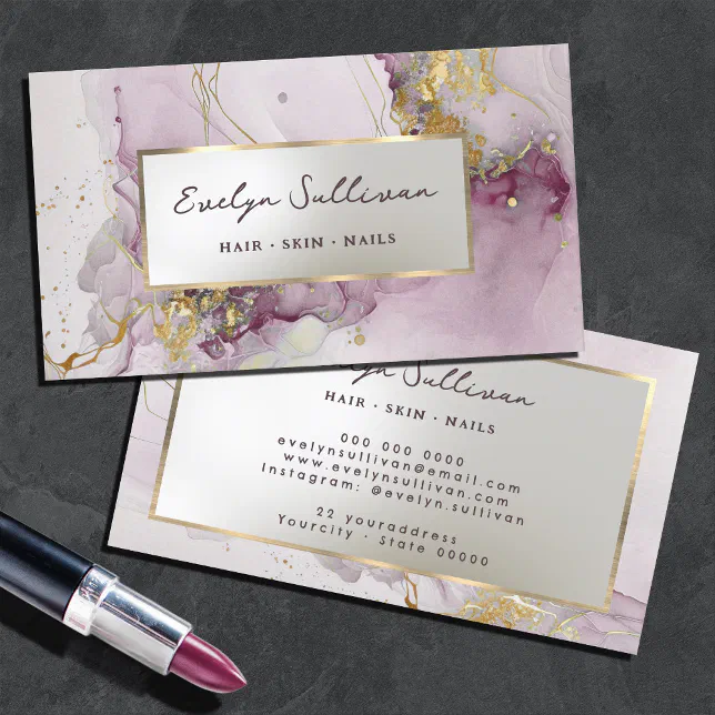 dark mauve ink marble business card | Zazzle