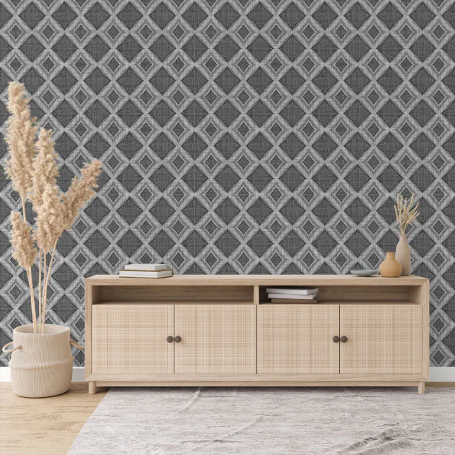 Dark Medium Light Gray Black Squares Art Pattern Wallpaper | Zazzle