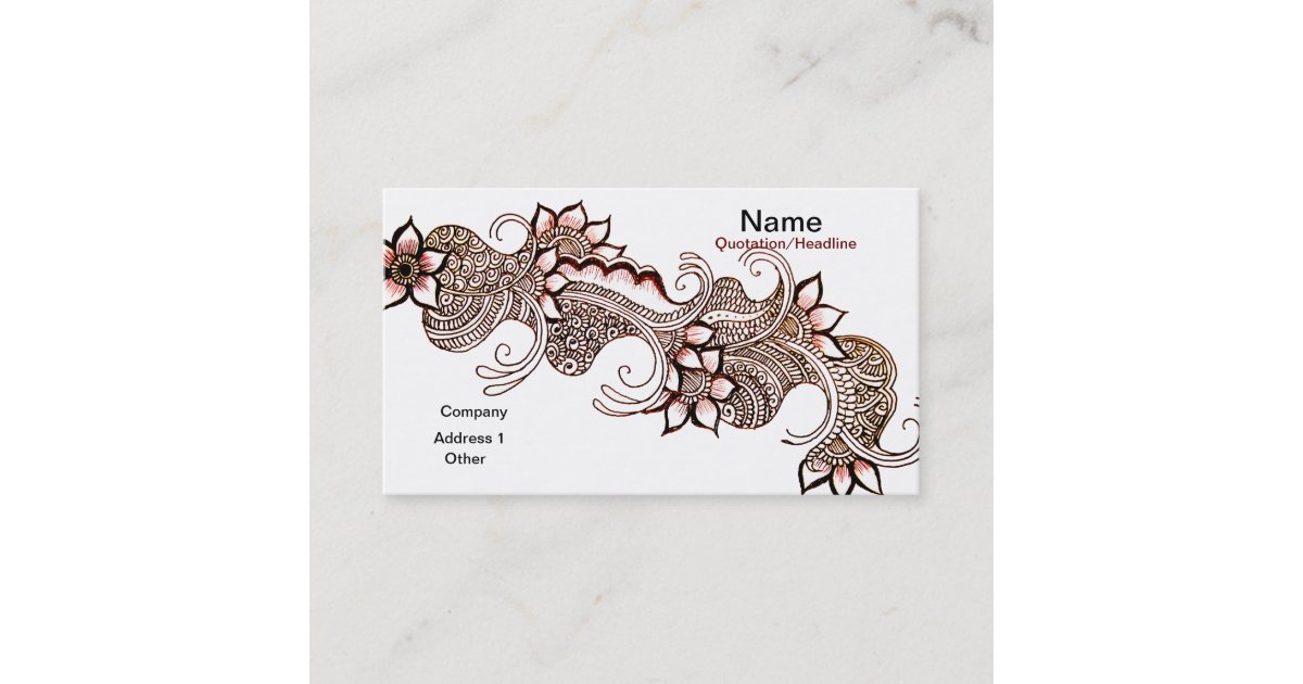 Dark Mehndi Business Card | Zazzle