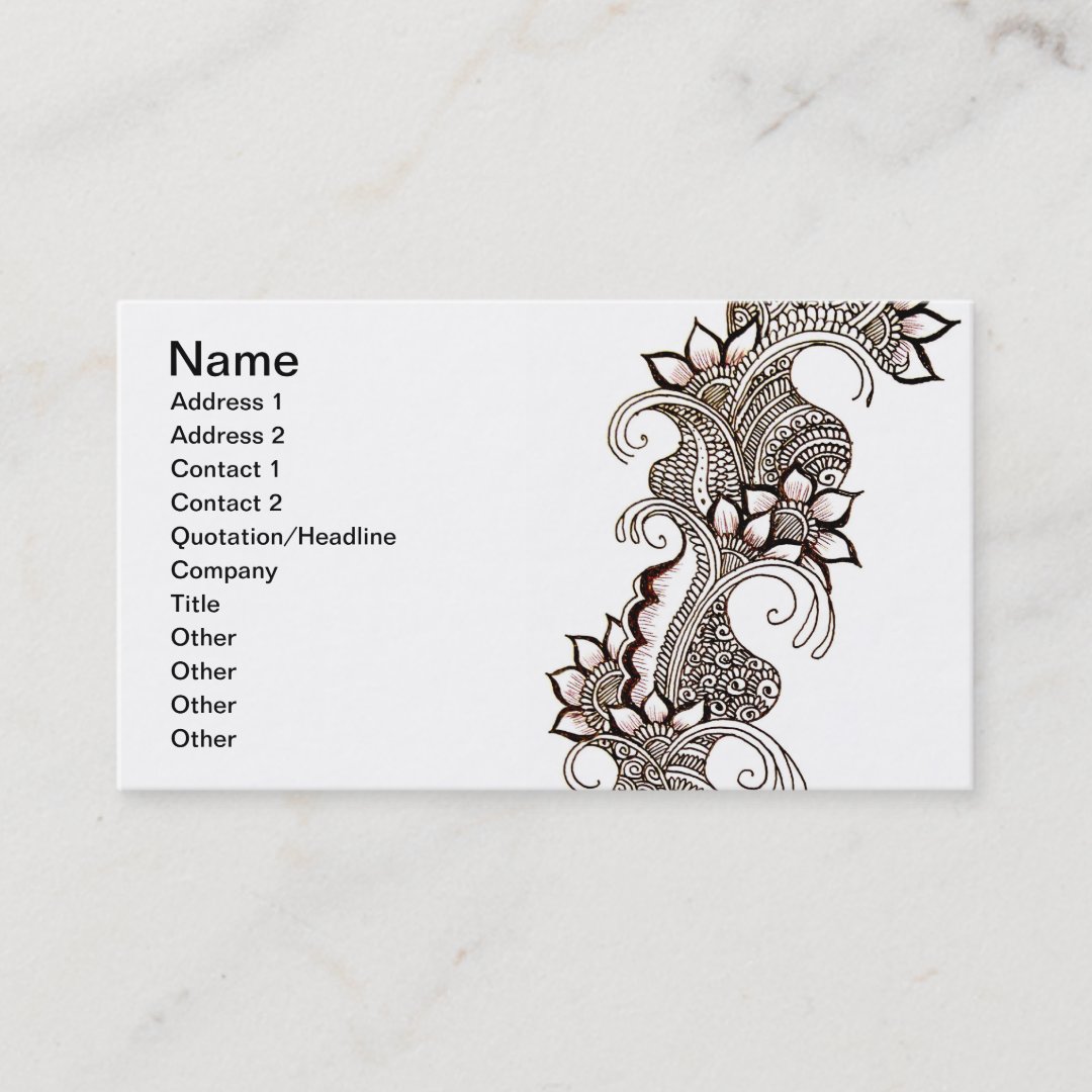 Dark Mehndi Business Card | Zazzle