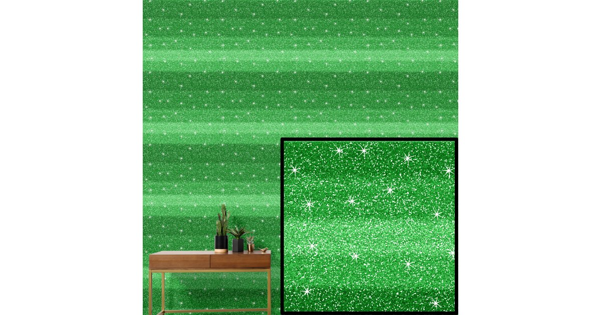 Dark Mid Light Green Stripes with Sparkle Stars Wallpaper | Zazzle
