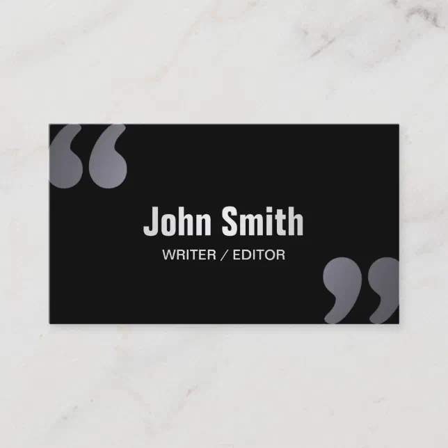 Dark Minimal Writer/Editor Business Card | Zazzle