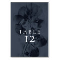 Dark Moody Blue Botanical Floral Wedding Table Number | Zazzle