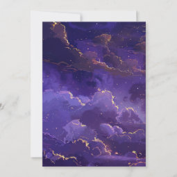 Dark Moody Purple & Gold Moonlit Clouds Wedding Invitation | Zazzle
