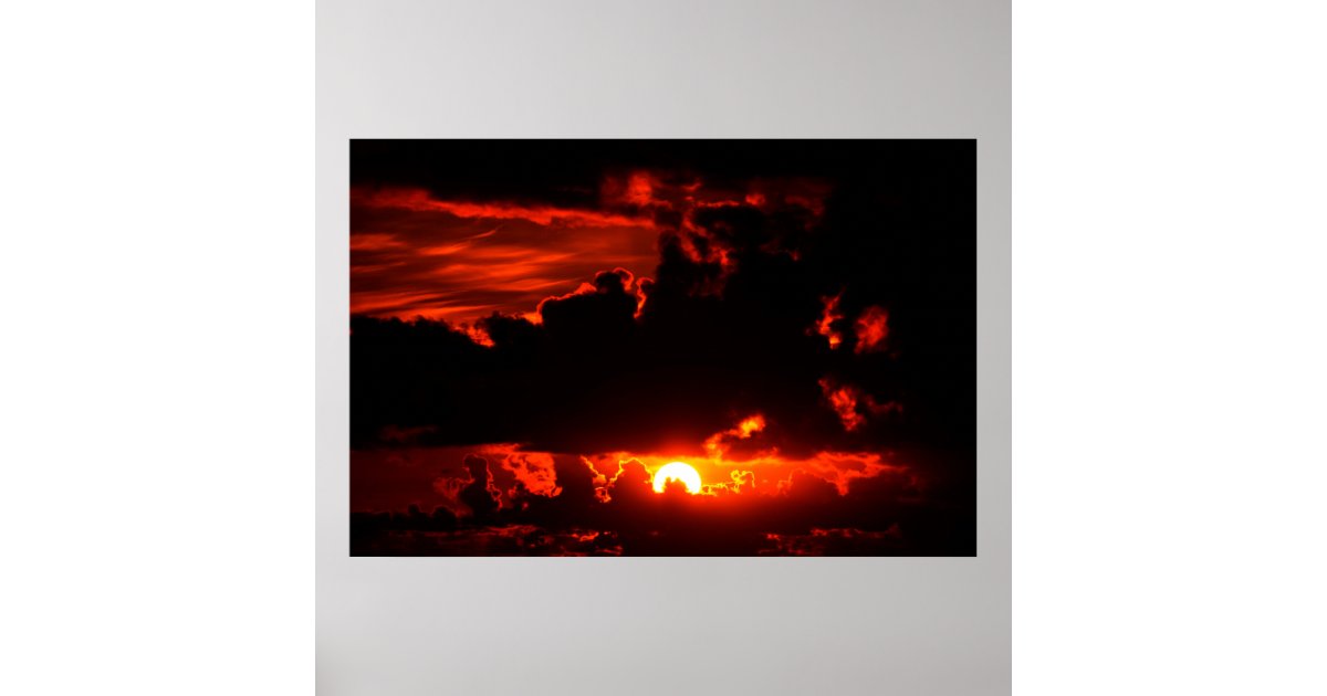 dark moody red sunset sky poster | Zazzle