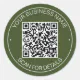 Dark Moss Green QR Code Smart Contact Classic Round Sticker | Zazzle
