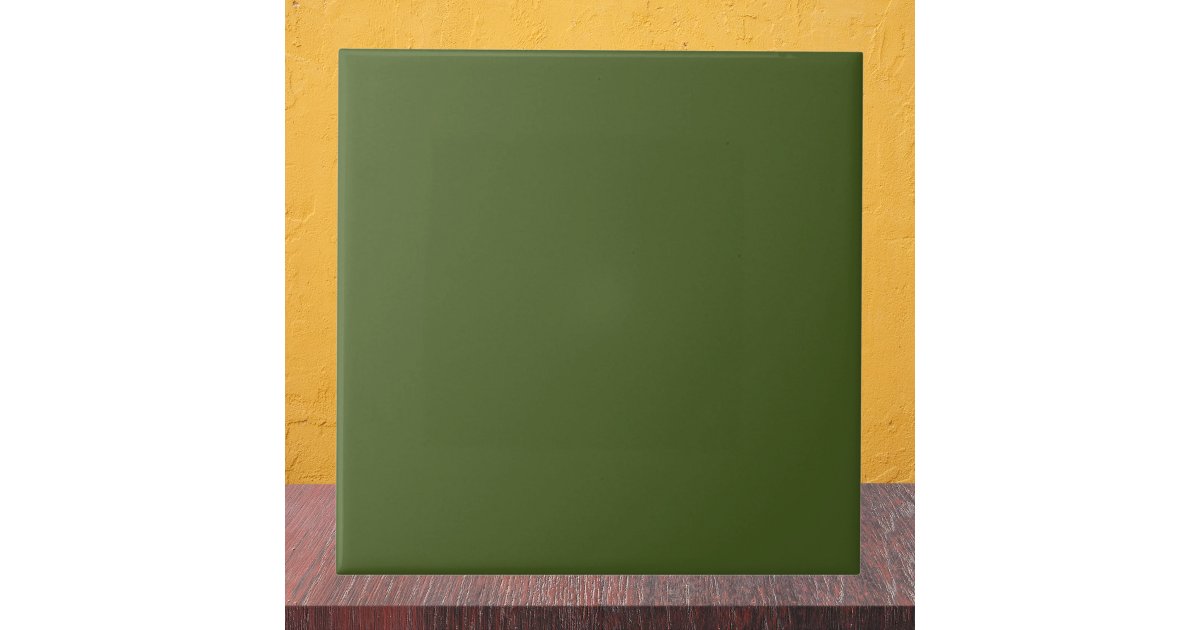 Dark Moss Green Solid Color Ceramic Tile | Zazzle