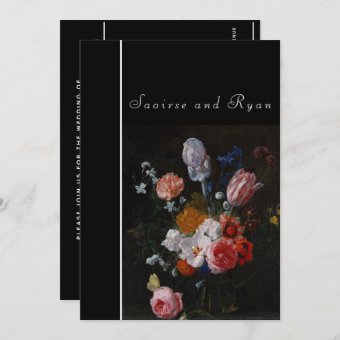 Dark Multicolor Floral Wedding Invitations | Zazzle
