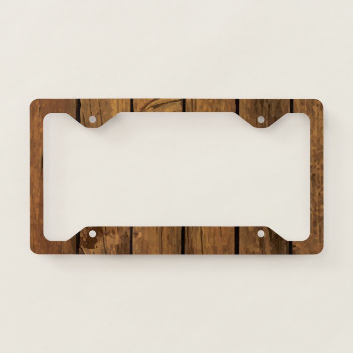 Dark Natural Wood Panel License Plate Frame | Zazzle.com