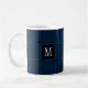 Dark Navy Blue Custom Single Initial Striped Coffee Mug | Zazzle