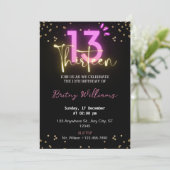 Dark Neon Light 13th Birthday Invitation | Zazzle