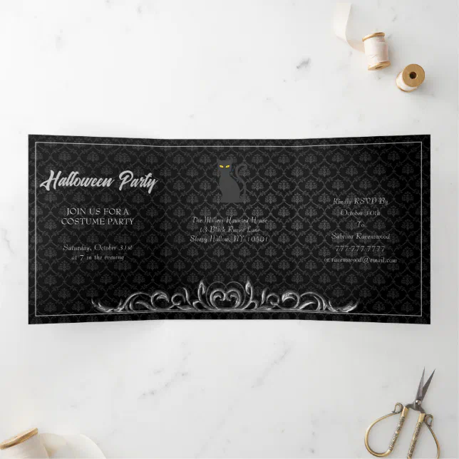 Dark Night Halloween Party Tri-Fold Invitation | Zazzle