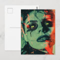 Dark Occult Gothic Devil Woman with green eyes Postcard | Zazzle