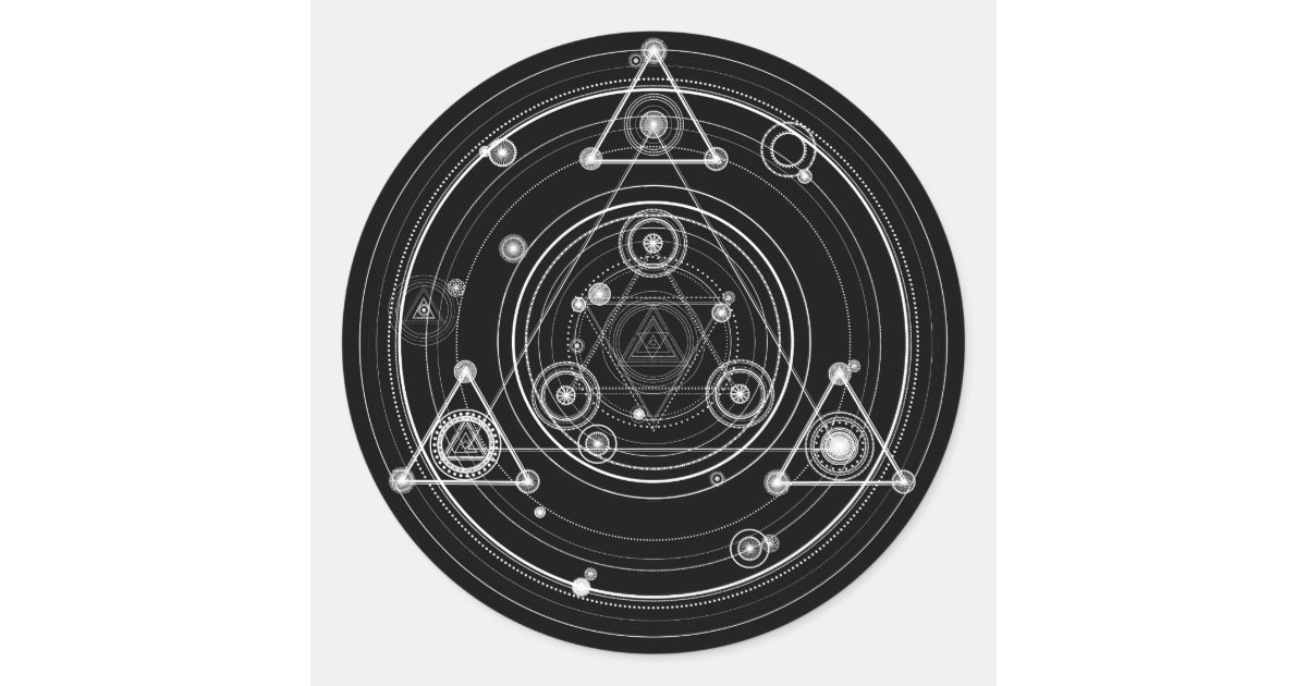 Dark occult style sacred geometry classic round sticker | Zazzle