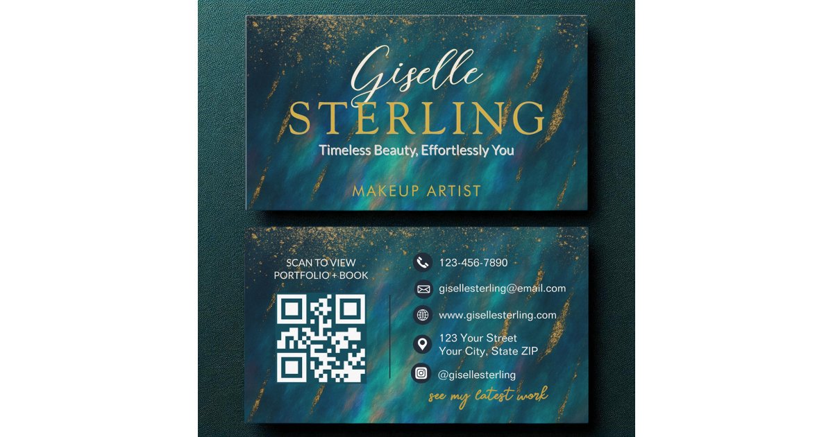 Dark Opal Glam Stone Script Modern QR Code Business Card | Zazzle