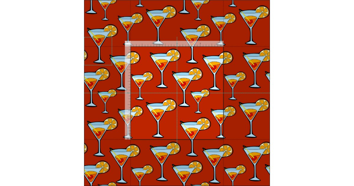 Dark Orange Martini Cocktail Pattern Fabric | Zazzle