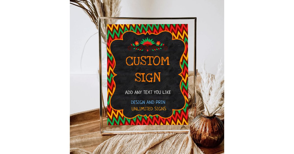 Dark Orange Mexican Birthday Custom Sign Board | Zazzle