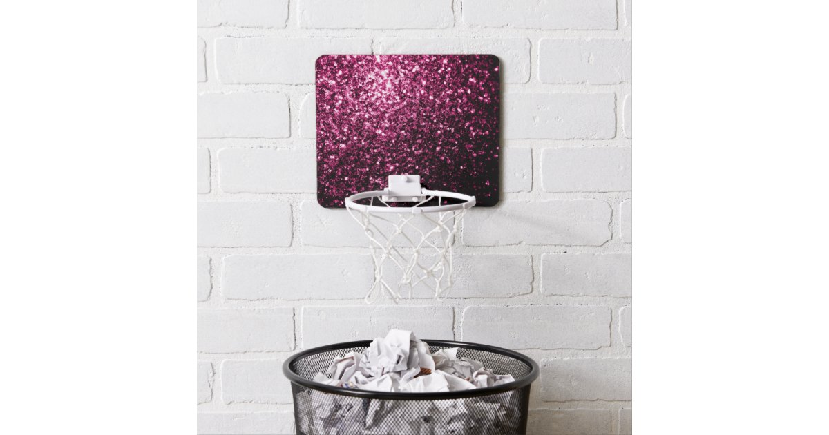 Dark Pink faux shiny glitter sparkles Mini Basketball Hoop | Zazzle