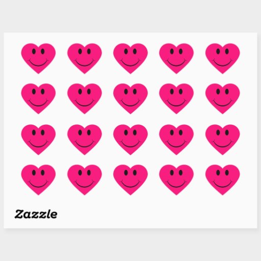 Dark Pink Heart Face Stickers | Zazzle