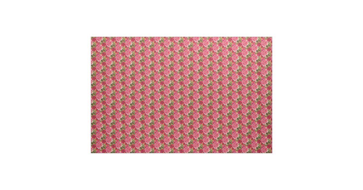 Dark Pink Roses Floral Pattern Fabric | Zazzle