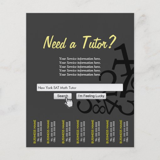 Dark Professional Search Bar Math Tutor Flyers | Zazzle