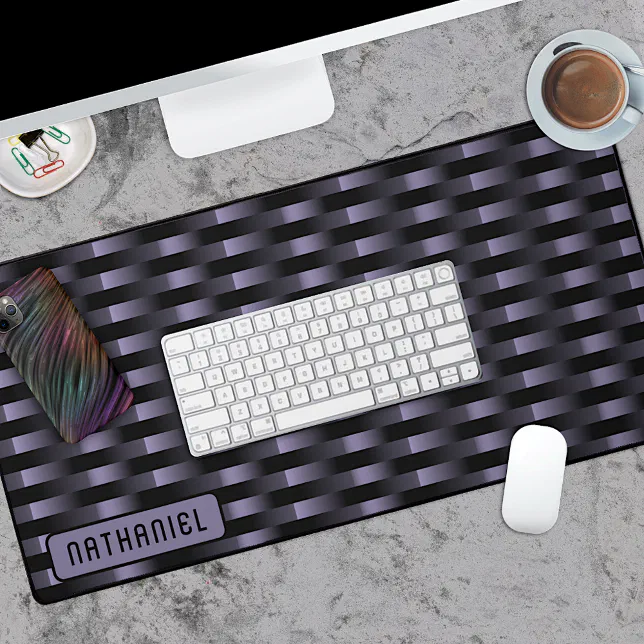 Dark Purple Black Industrial Stainless Steel Art Desk Mat | Zazzle
