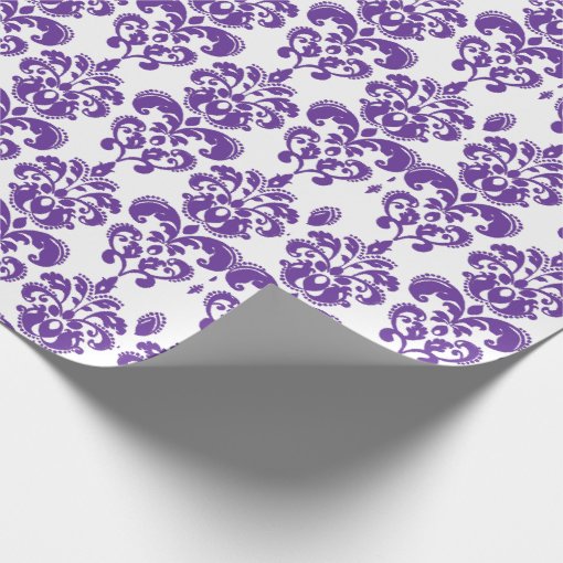 DARK PURPLE DAMASK PATTERN 2 WRAPPING PAPER | Zazzle