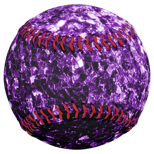 Dark purple faux glitter sparkles bling softball | Zazzle