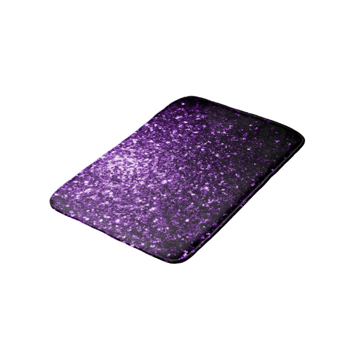 Dark Purple Faux Shiny Glitter Sparkles Bathroom Mat Zazzle