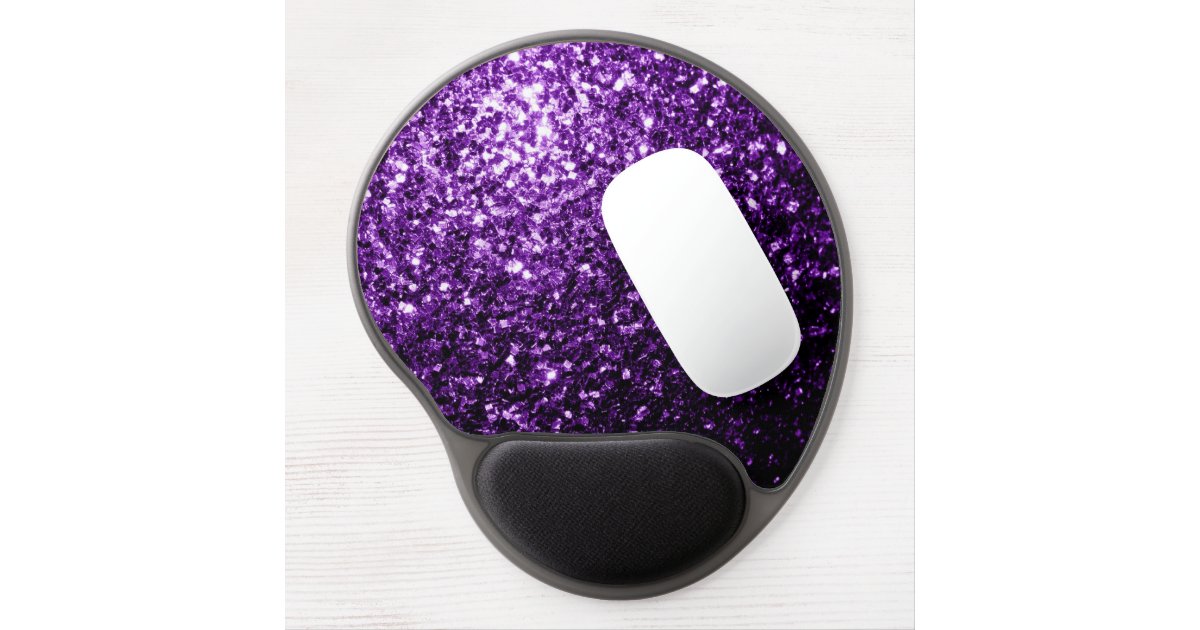 Dark Purple faux shiny glitter sparkles Gel Mouse Pad | Zazzle