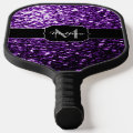 Dark Purple faux shiny glitter sparkles Monogram Pickleball Paddle | Zazzle