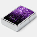 Dark purple faux shiny glitter sparkles Monogram Zippo Lighter | Zazzle