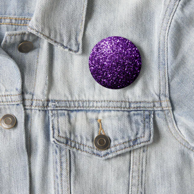 Dark Purple faux shiny glitter sparkles Pinback Button | Zazzle