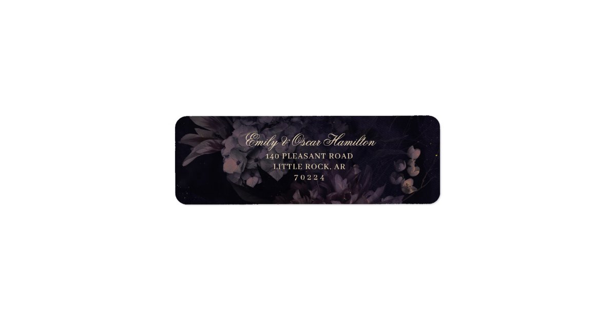 Dark Purple Floral Gothic Boho Return Address Label | Zazzle