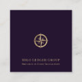 Dark Purple Gold Compass Logo Square Business Card | Zazzle