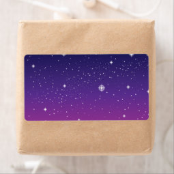 Dark Purple Starry Night Sky Label | Zazzle