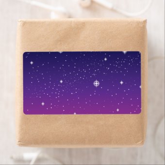 Dark Purple Starry Night Sky Label | Zazzle