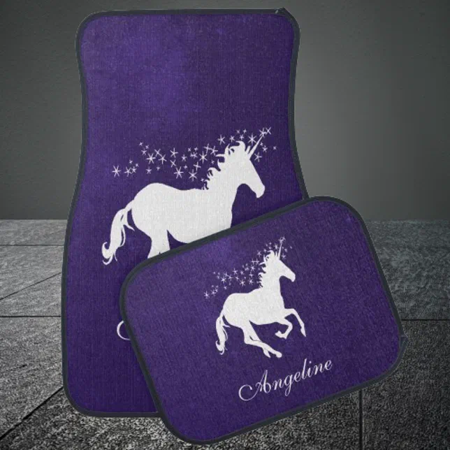 Dark Purple Unicorn Personalized Car Floor Mat | Zazzle