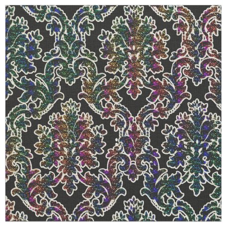 Deep Pink and Black Damask Print Fabric | Zazzle.com