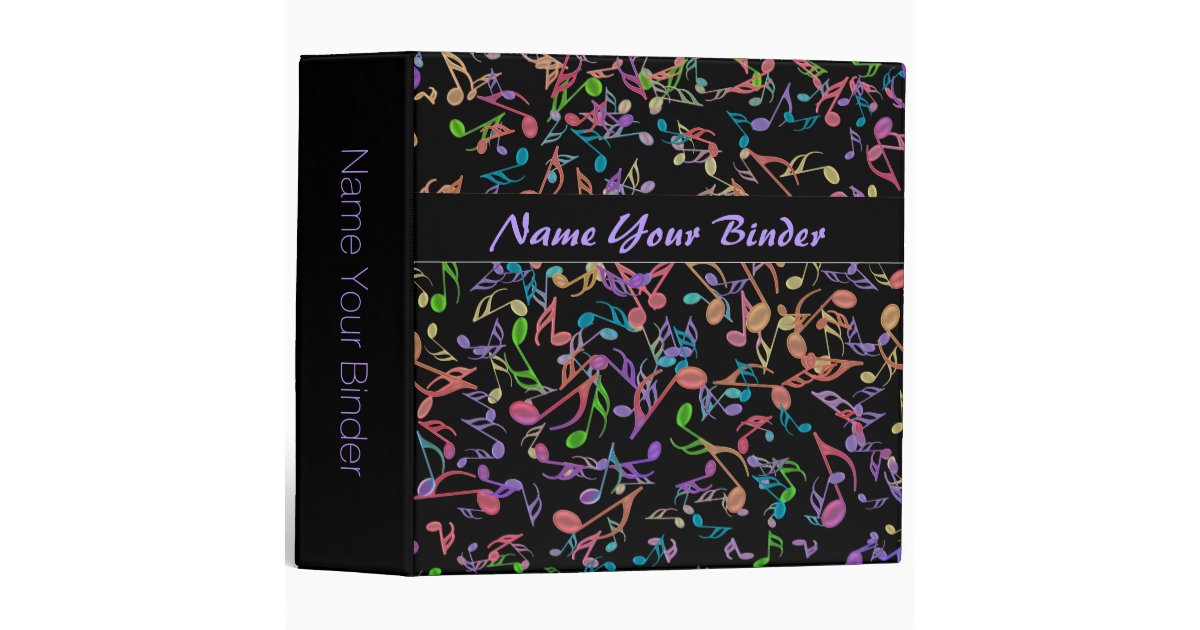 Dark Rainbow Music Notes and Clefs Binder | Zazzle