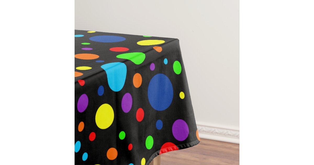 Dark Rainbow Spots Tablecloth | Zazzle