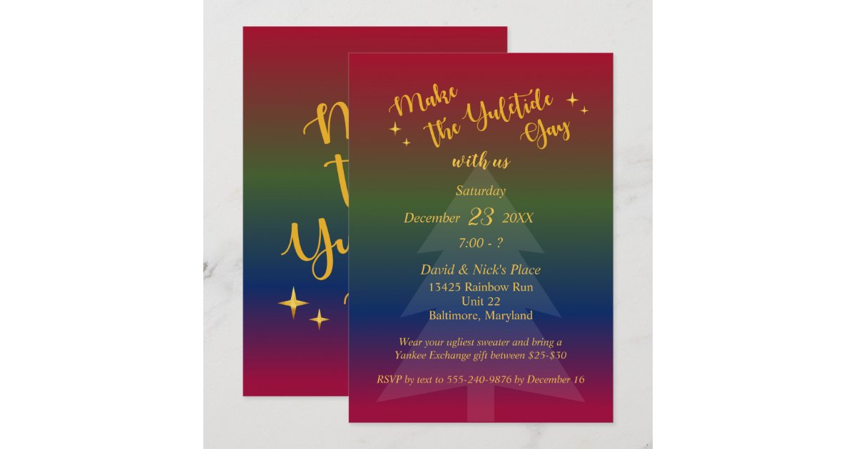Dark Rainbow Yuletide Holiday Party Invitation | Zazzle