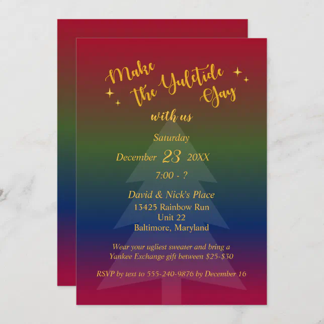 Dark Rainbow Yuletide Holiday Party Invitation | Zazzle