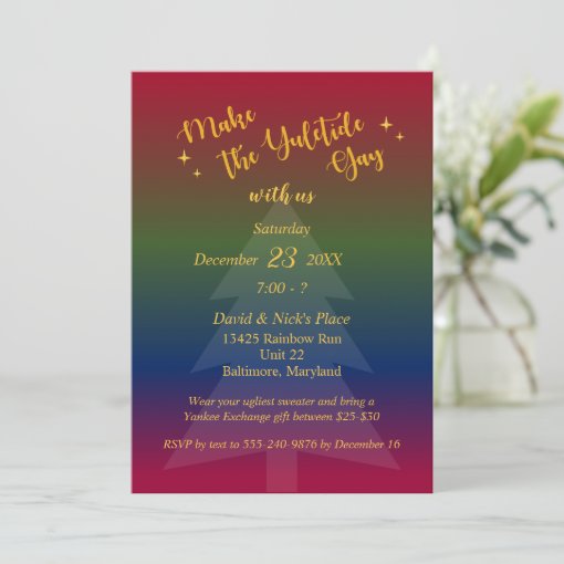 Dark Rainbow Yuletide Holiday Party Invitation | Zazzle
