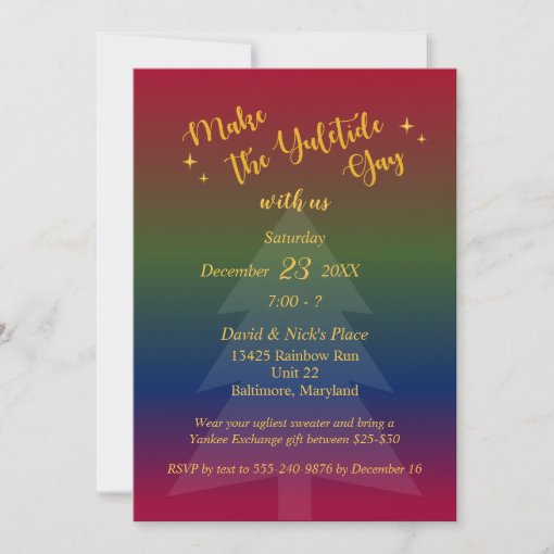 Dark Rainbow Yuletide Holiday Party Invitation | Zazzle