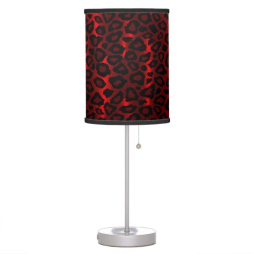 Dark Red and Black Leopard Animal Print Table Lamp | Zazzle