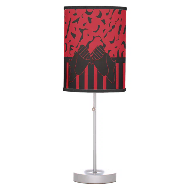 Dark Red and Black Striped Leopard Print Table Lamp | Zazzle