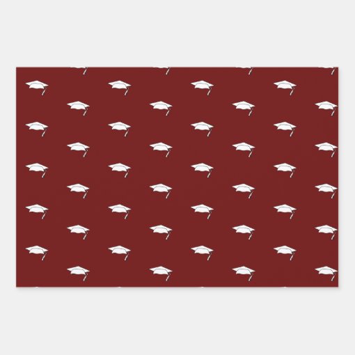 Dark Red and White Graduation Congratulations Wrapping Paper Sheets ...