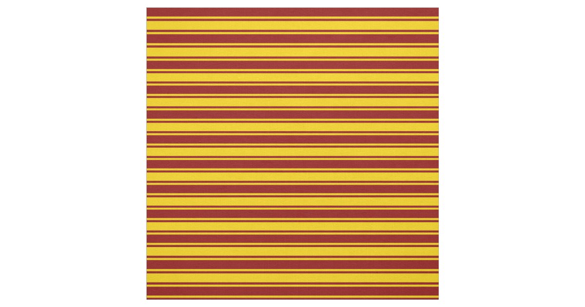 Dark Red and Yellow Stripes/Lines Pattern Fabric | Zazzle